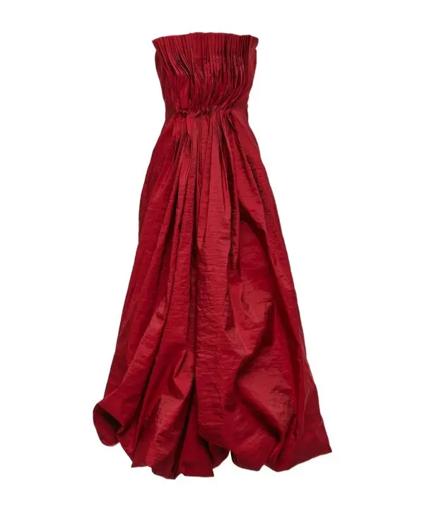 Magda Butrym Pleated Corset Bubble Midi Dress - Red