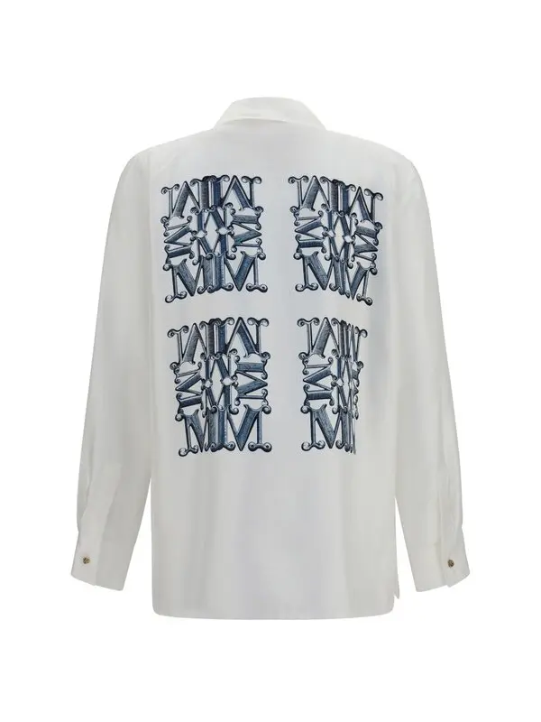 Max Mara Monogram-print Silk Blouse