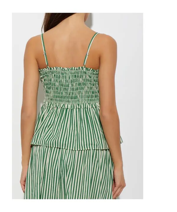 ALLSAINTS Kali Smocked Striped Top - Green