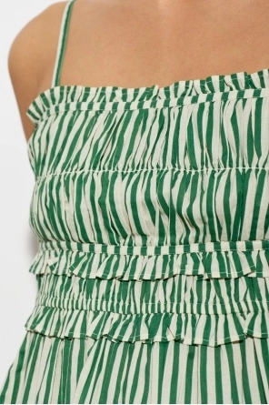 ALLSAINTS Kali Smocked Striped Top - Green
