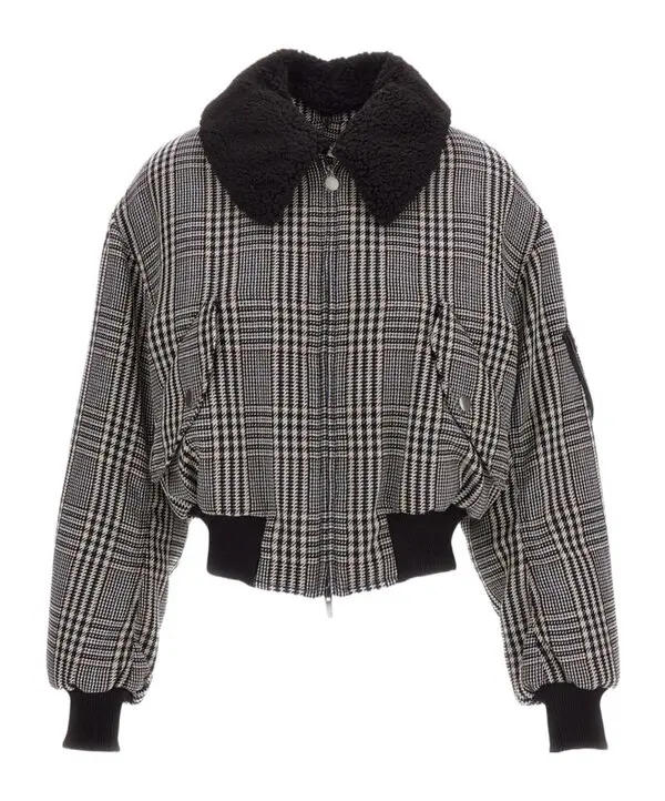 Stella McCartney Checked Bomber Jacket - Black