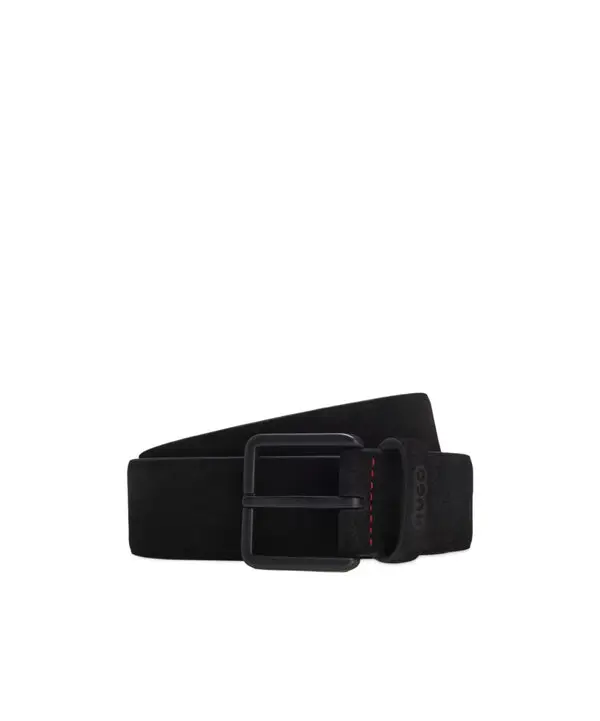 Hugo Boss Suede Belt With Tonal Pin Buckle - Black