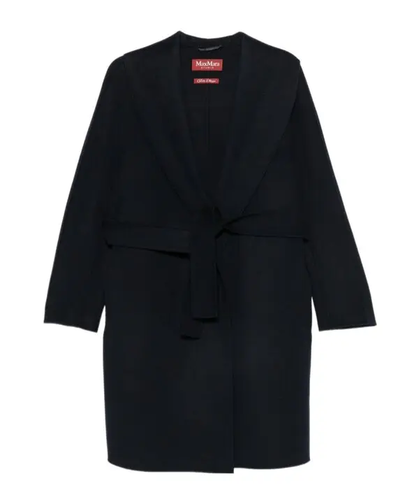 Max Mara Long-sleeved Wrap Coat - Navy