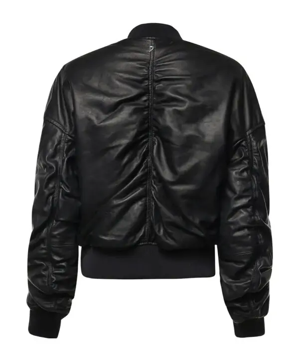 DONDUP Ruched Leather Bomber Jacket