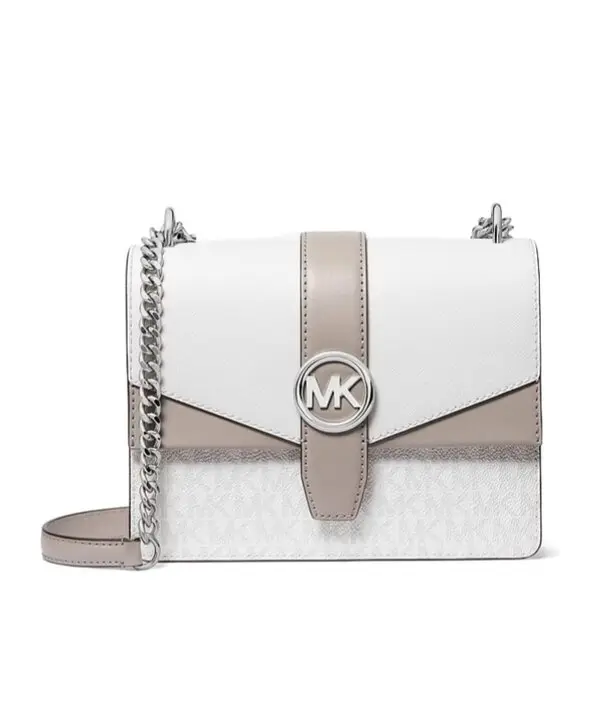 Michael Kors Greenwich Small Color-block Signature Logo Crossbody Bag - Optic White