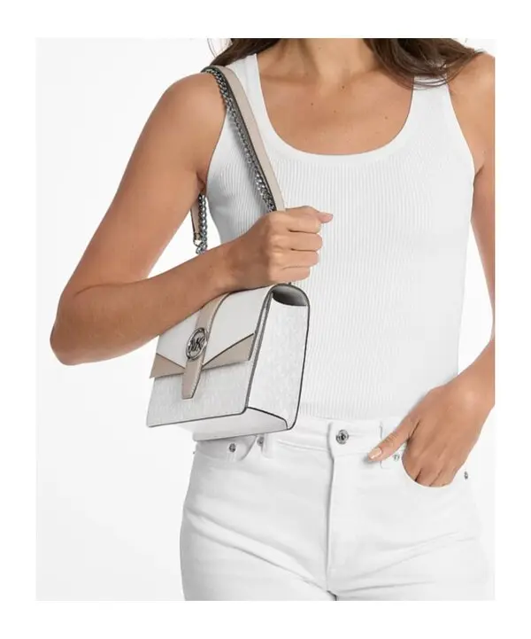 Michael Kors Greenwich Signature Logo Crossbody Bag - Optic White