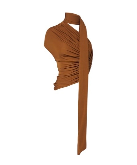 Christopher Esber Vienna Draped Scarf-detail Jersey Top - Brown