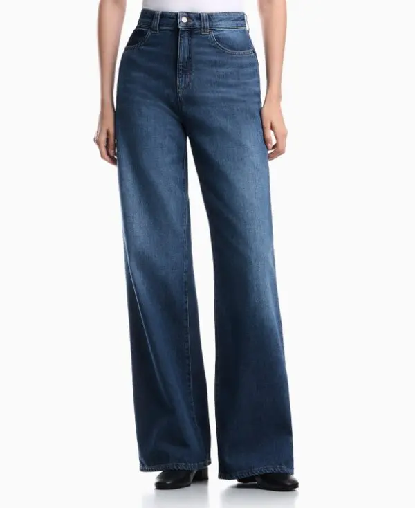 Emporio Armani High-waisted Wide-leg Jeans With Distressed Finish - Blue