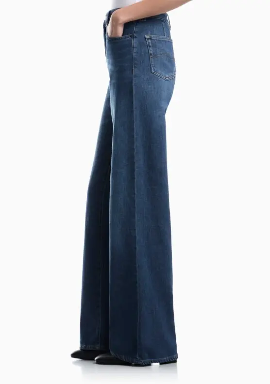 Emporio Armani High-waisted Wide-leg Jeans With Distressed Finish - Blue