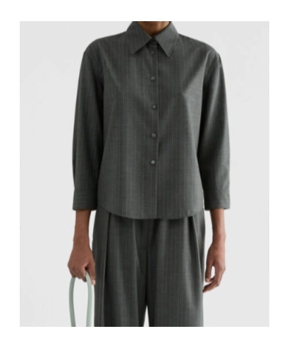 JIL SANDER Pinstripe-pattern Cropped Shirt