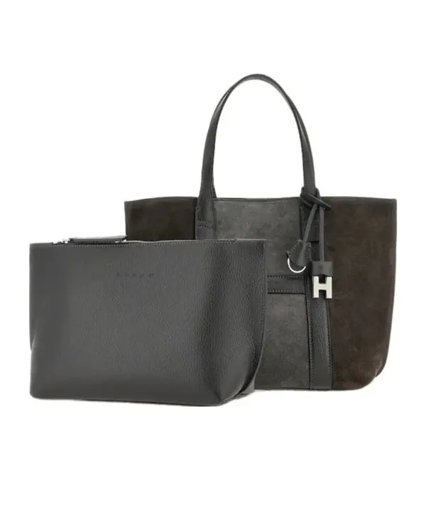 Hogan Script Shopping Bag Small - Brown-grey