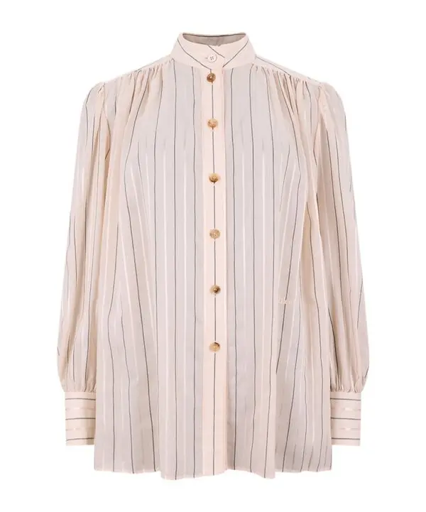 Chloé High-neck Striped Blouse - Pink/black