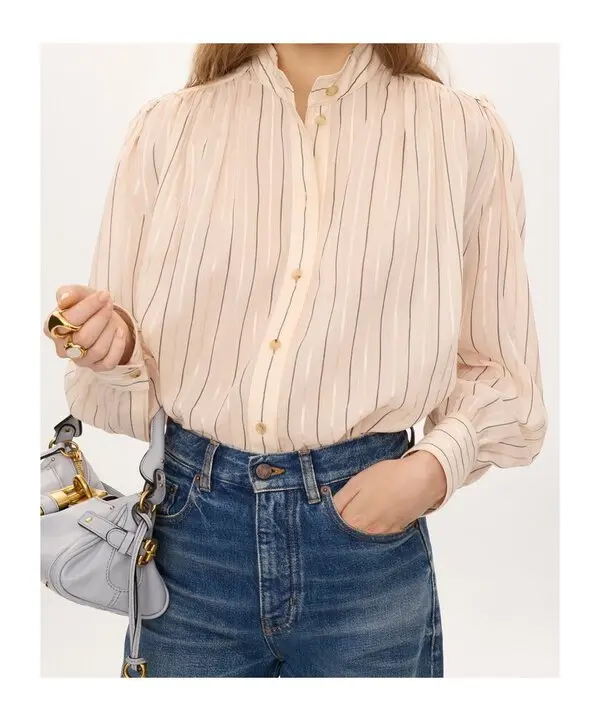 Chloé High-neck Striped Blouse