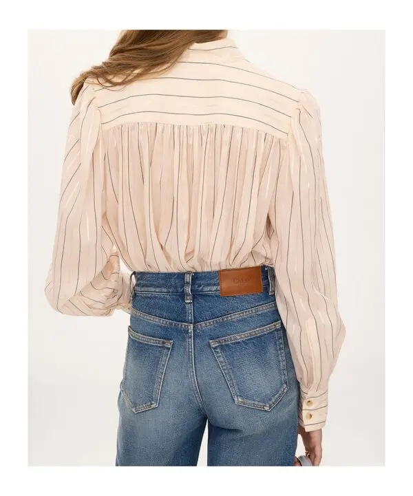 Chloé High-neck Striped Blouse