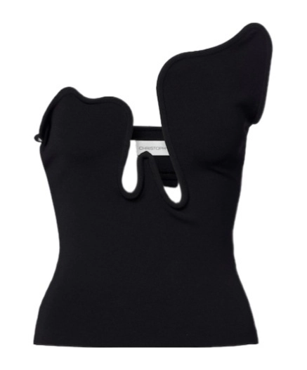 Christopher Esber Salacia Ribbed-knit Jersey Top - Black