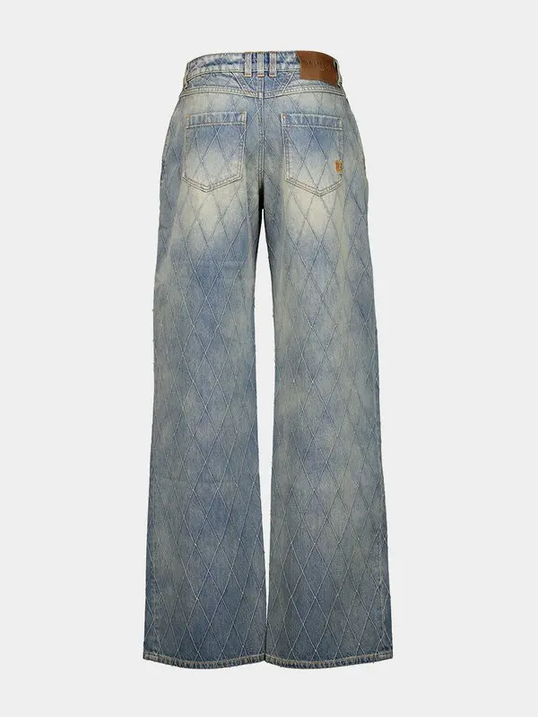 Balmain Quilted Faded Jeans