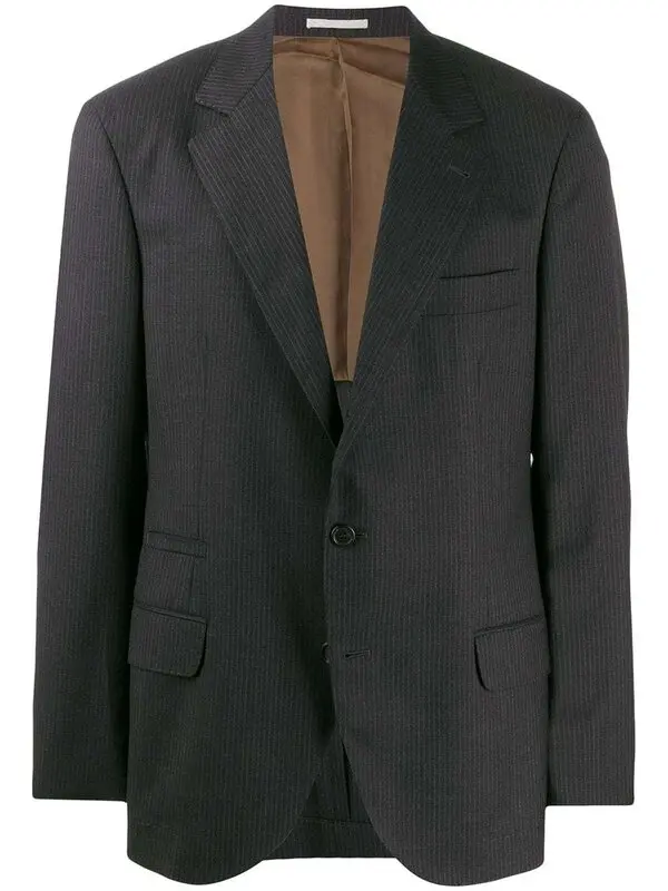 Brunello Cucinelli Striped Pattern Blazer - Black