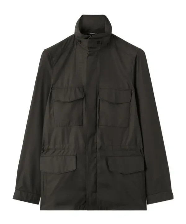 Loro Piana Traveller Field Jacket - Houndstooth Dark Brown
