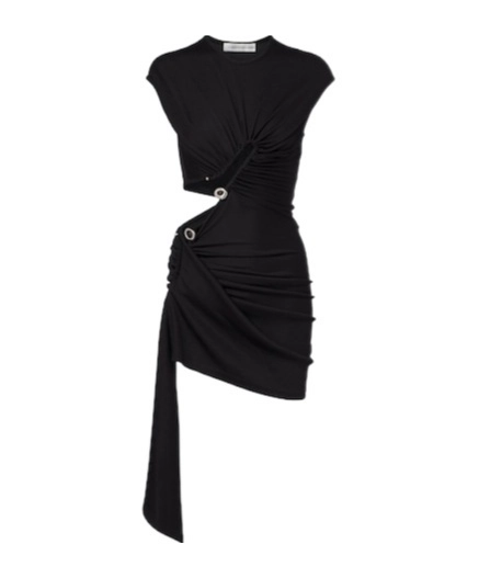 Christopher Esber Droplet Crystal Ribbed-knit Jersey Minidress - Black