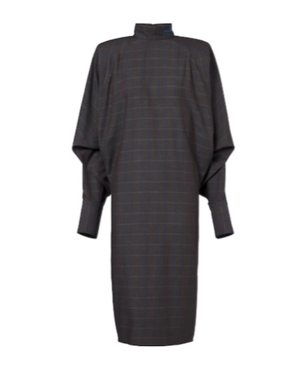 MUGLER Checked Draped Midi Dress - Brown
