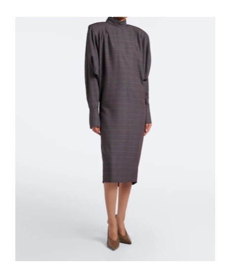 MUGLER Checked Draped Midi Dress