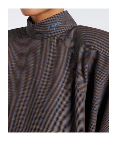 MUGLER Checked Draped Midi Dress
