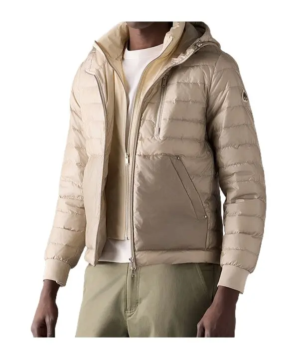 Moose Knuckles Long-sleeved Down Jacket With Zip Closure And Pockets - Alabaster