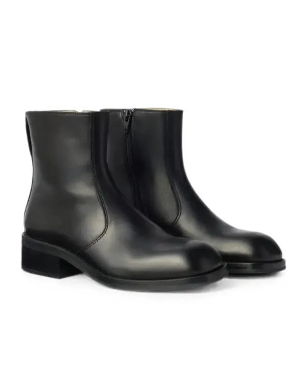 LEMAIRE Zipped Ankle Boots In Shiny Leather