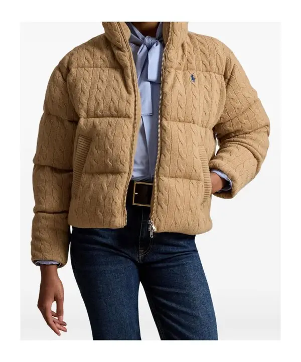 Polo Ralph Lauren Cable Wool-cashmere Puffer Jacket - Light Brown
