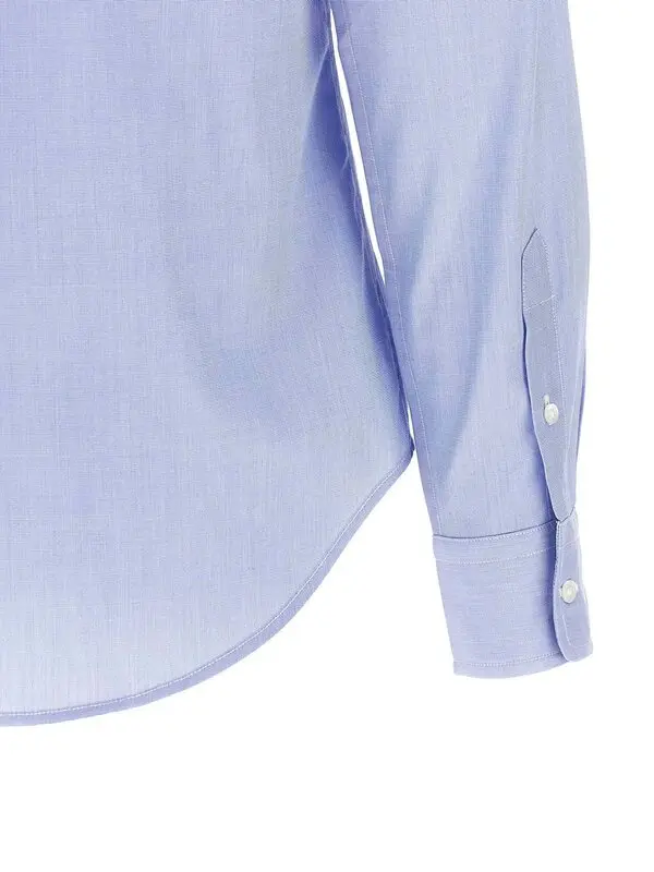 Polo Ralph Lauren Tie Neck" Embroidered Logo Button-up Shirt - Blue