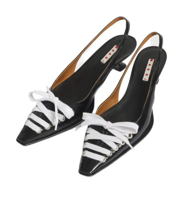 Marni Lace-up Slingback High-heeled Pumps - Black