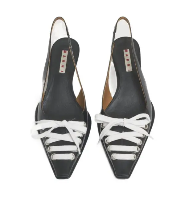 Marni Lace-up Slingback High-heeled Pumps - Black
