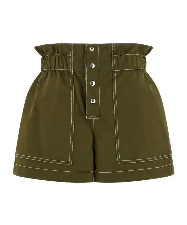 Marni Gabardine Contrast Stitched Shorts - Green