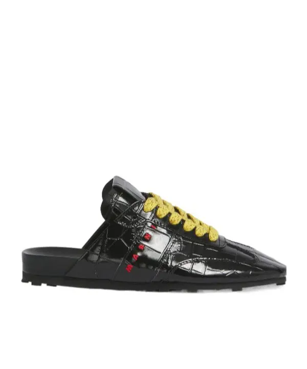 Marni Croc-effect Leather Softy Soccer Slip-on Sneakers - Black