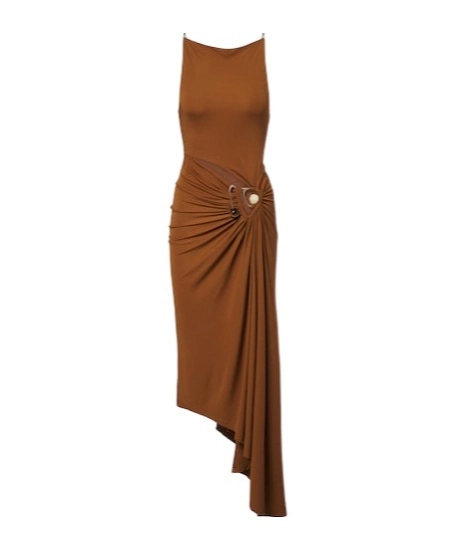 Christopher Esber Veer Spiral Crystal Draped Midi Dress - Brown