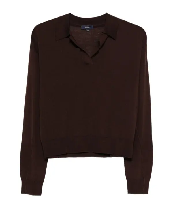 Soeur Long-sleeve Knit Top With Polo Collar - No