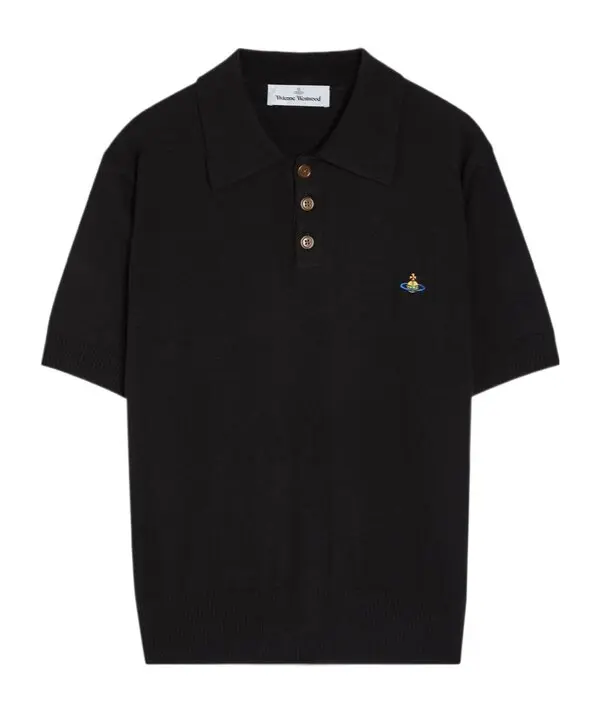 VIVIENNE WESTWOOD Orb Embroidered Polo Shirt - Black
