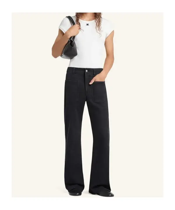 COURREGES Logo-embroidery Crew-neck T-shirt