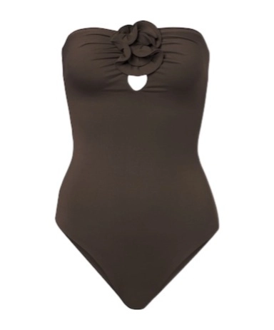 Magda Butrym Floral-appliqué Gathered Swimsuit - Brown