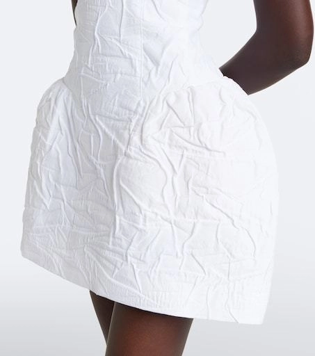 SHUSHU/TONG Crinkled Cotton-blend Mini Dress With Lace Trim
