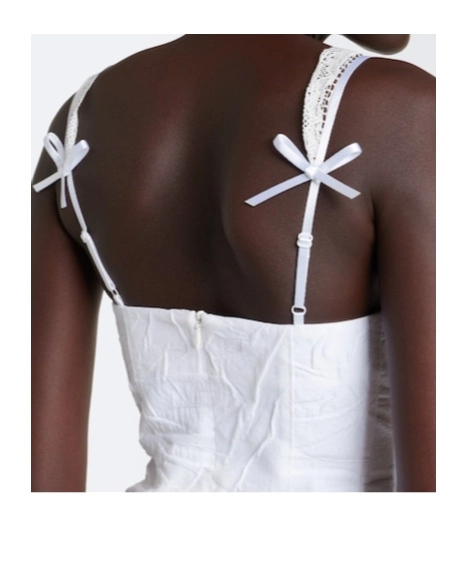 SHUSHU/TONG Crinkled Cotton-blend Mini Dress With Lace Trim