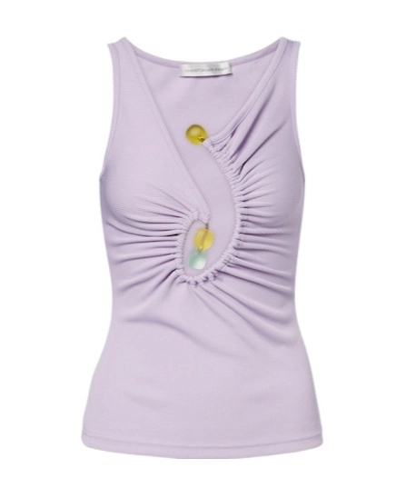 Christopher Esber Spiral Beach Glass Ribbed-knit Jersey Top - Purple