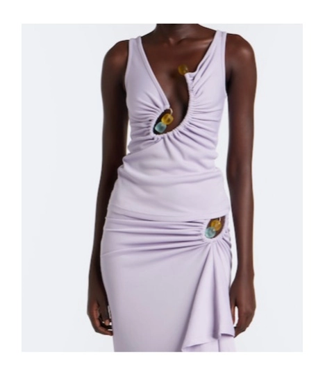 Christopher Esber Spiral Beach Glass Ribbed-knit Jersey Top