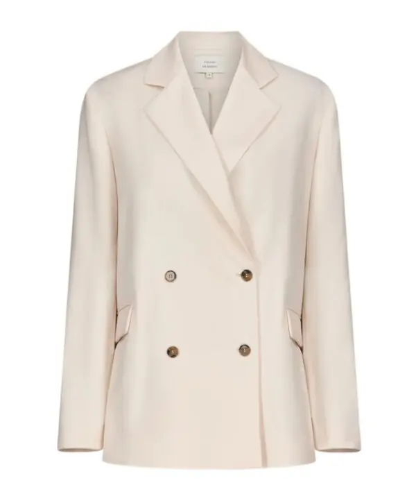 Loulou De Saison Donau Lds Double-breasted Flap Blazer - White