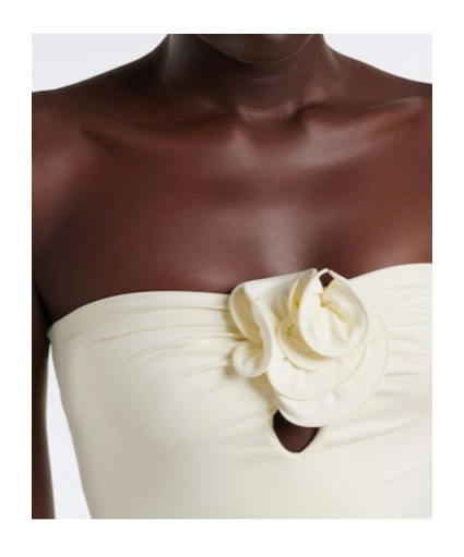 Magda Butrym Floral Appliqué Gathered Swimsuit