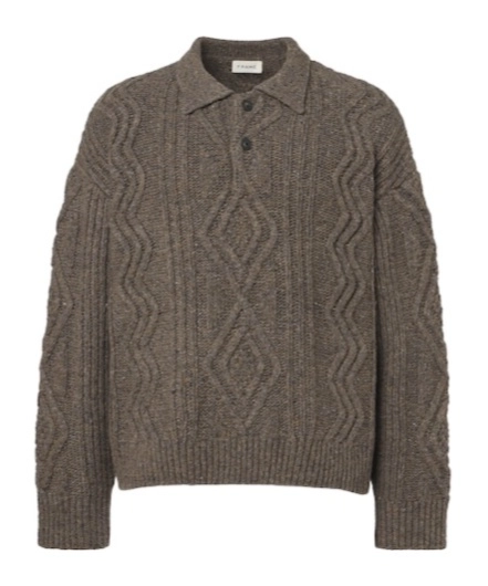 FRAME Cable-knit Wool And Alpaca-blend Polo Sweater