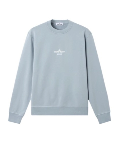 Stone Island Regular-fit Crewneck Sweatshirt With Seasonal 'archivio' Print - Ashes