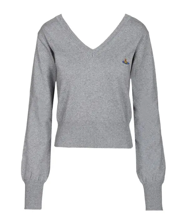 VIVIENNE WESTWOOD Cropped V-neck Jumper - Grey