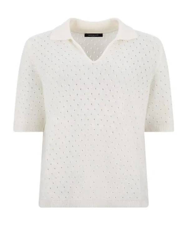 Fabiana Filippi Short-sleeved Knitted Polo Shirt - White
