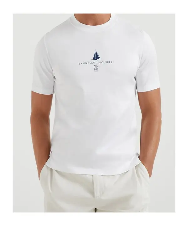 Brunello Cucinelli Logo Printed Crewneck T-shirt